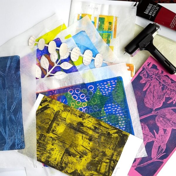 Gelli Plate – Texture Printing with Foliage and Fabric – Montague Gallery