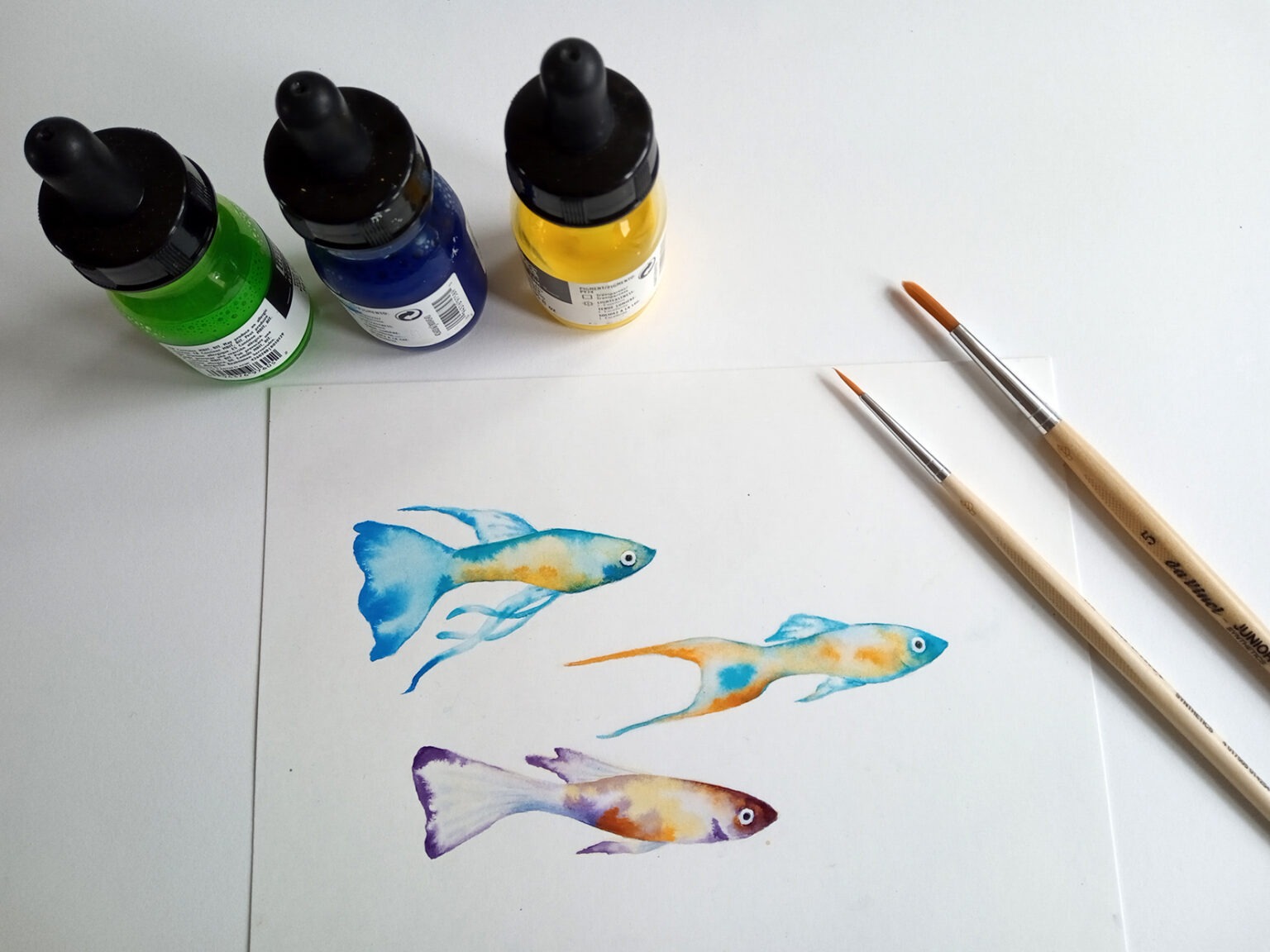 Coloured Ink Painting – Paint a Fish – Montague Gallery